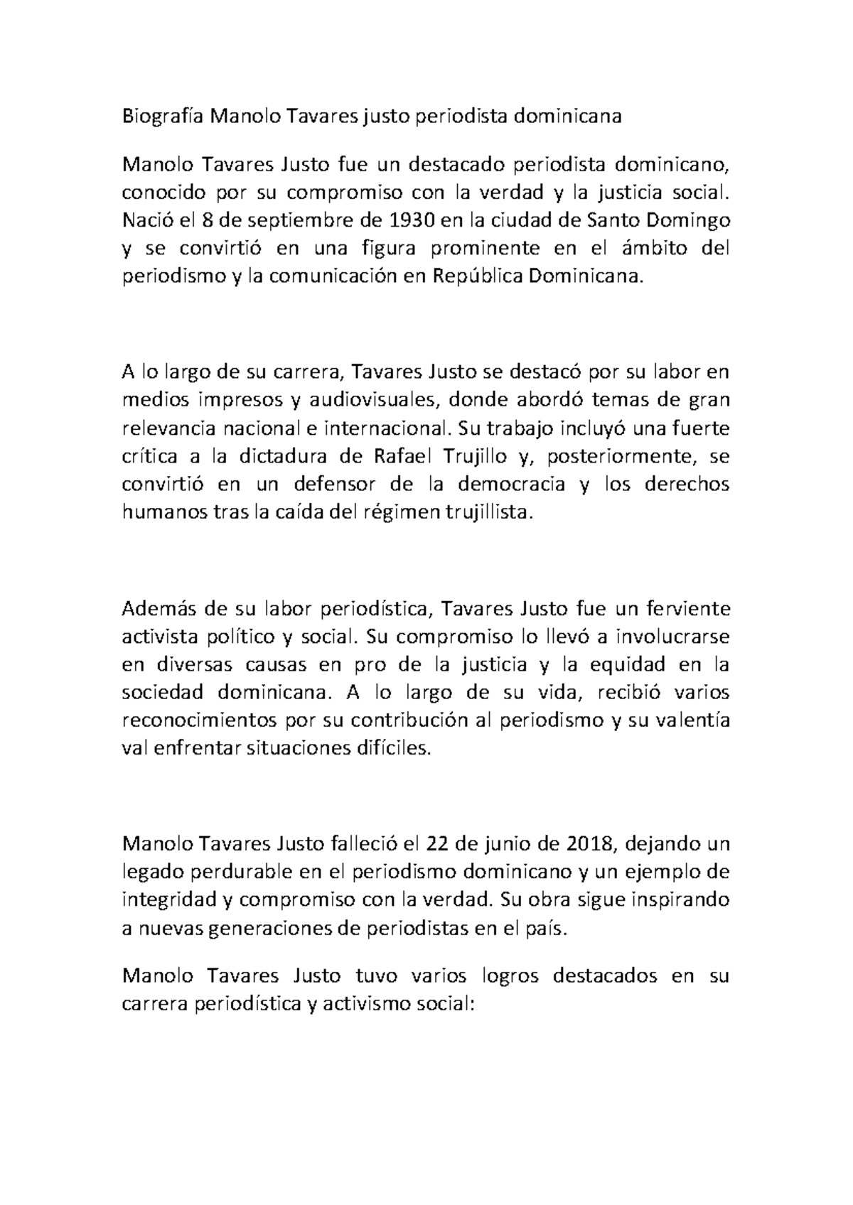 Biografía Manolo Tavares justo periodista dominicana - Biografía Manolo ...