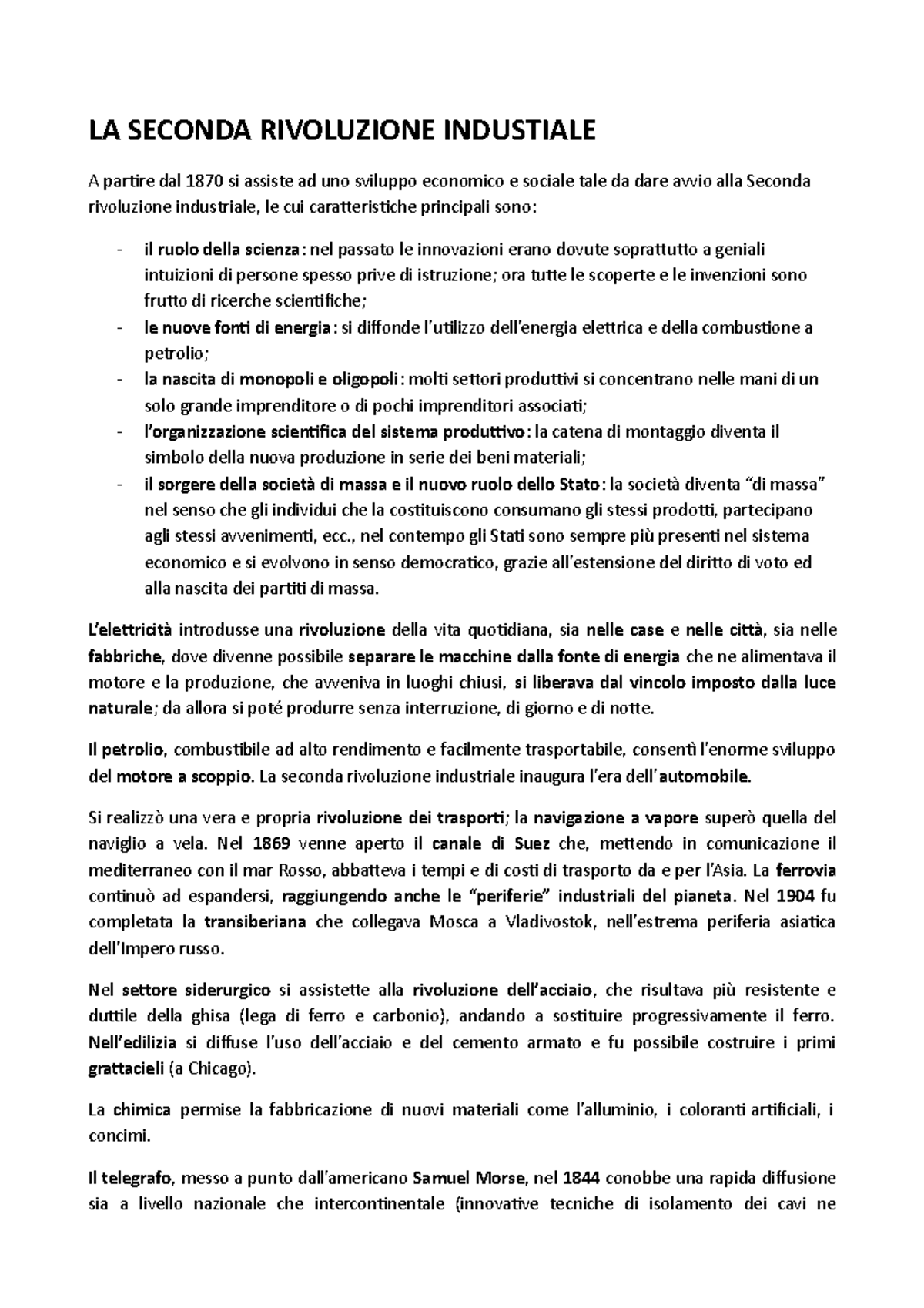 Seconda-rivoluzione-industriale - LA SECONDA RIVOLUZIONE INDUSTIALE A ...