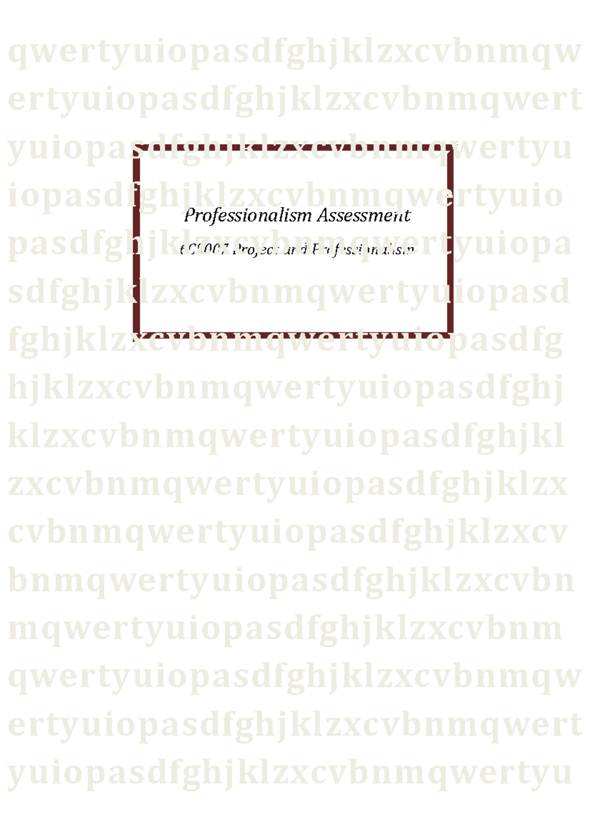 Professionalism Assessment - qwertyuiopasdfghjklzxcvbnmq ...