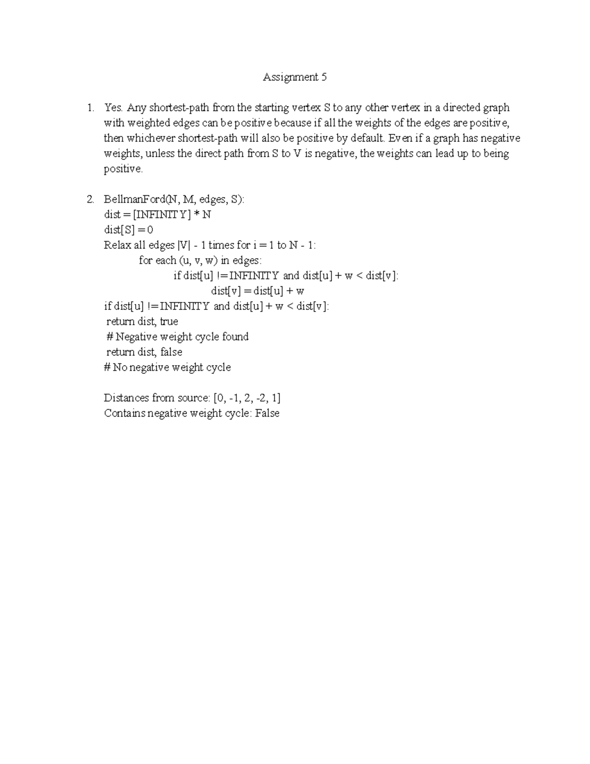 Lab Assignment 3 - Assignment 5 Yes. Any shortest-path from the ...