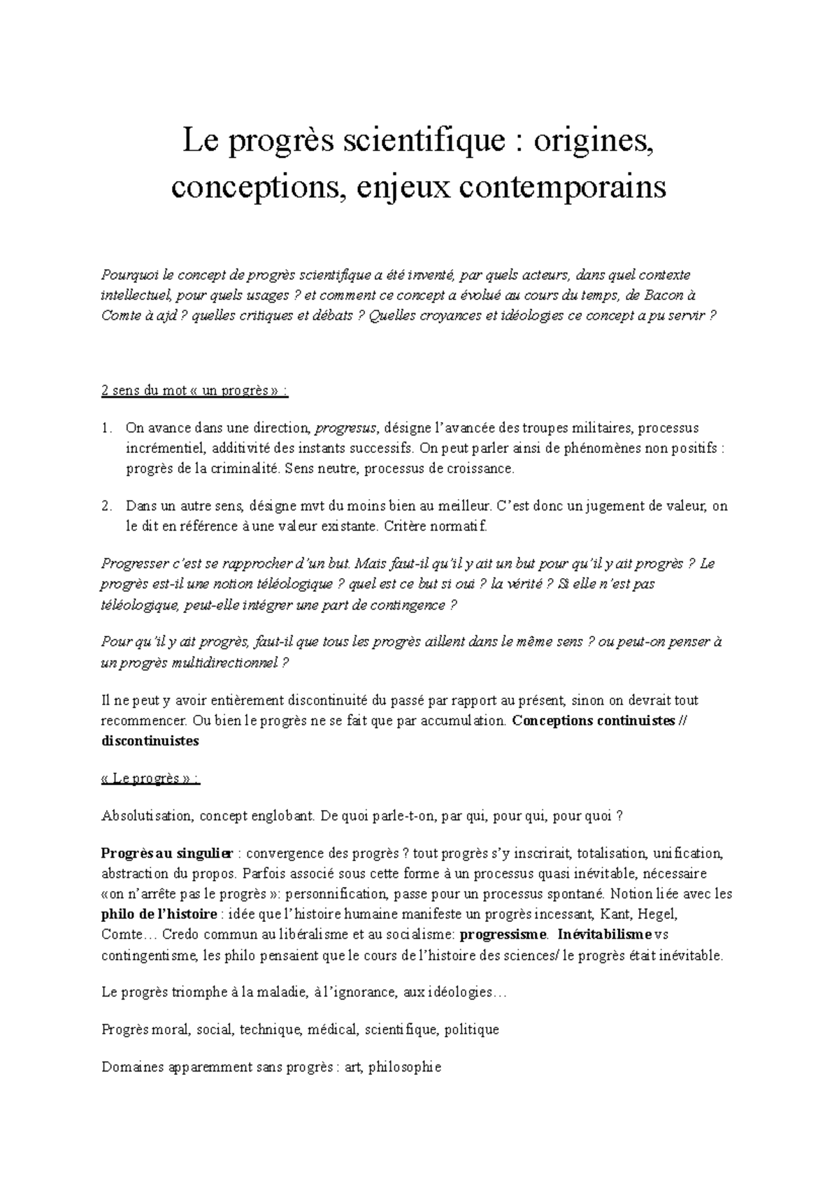 Le progrès scientifique - On peut parler ainsi de phénomènes non ...