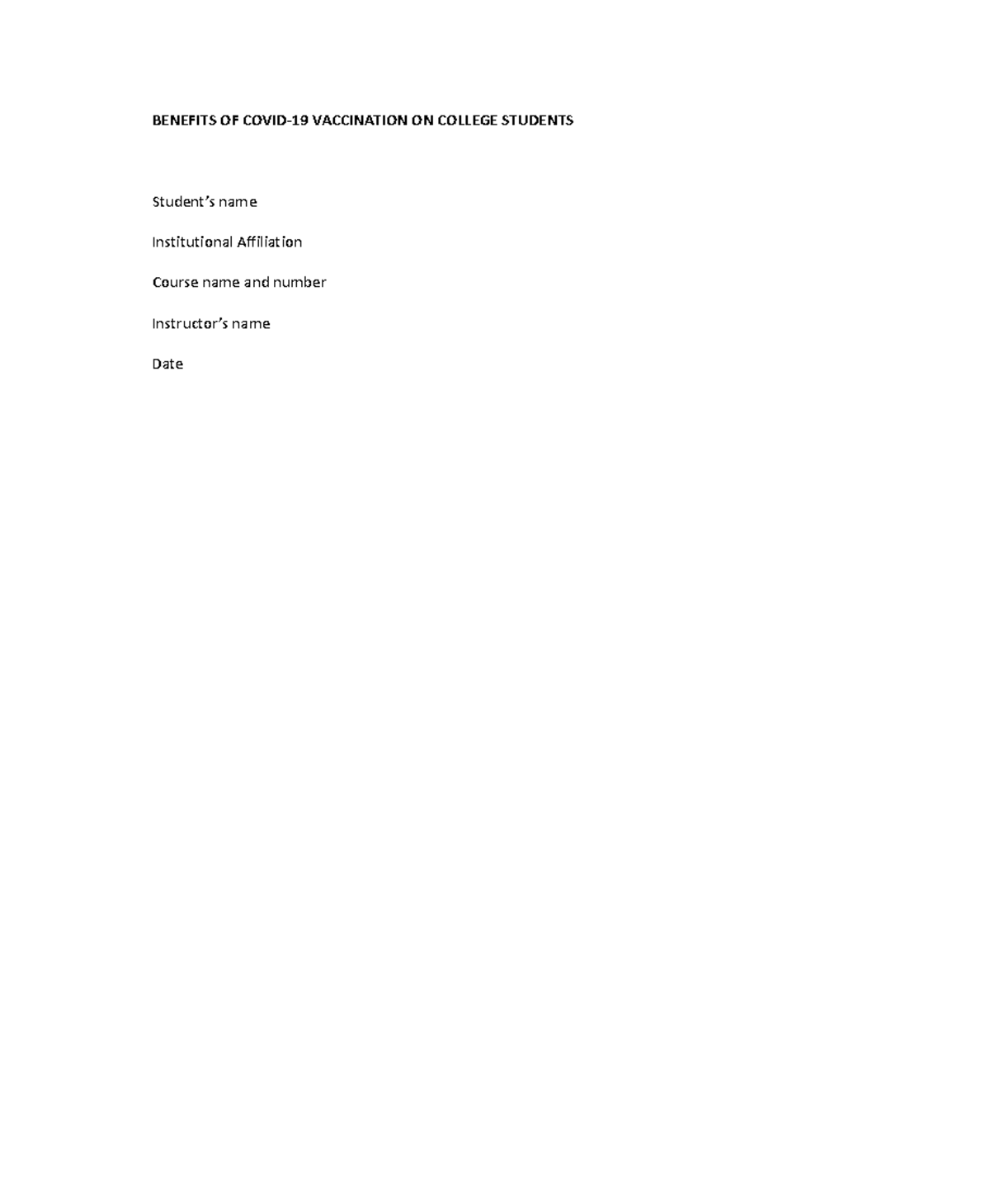 Benefits of covid vaccination apa 7th - BENEFITS OF COVID-19 ...