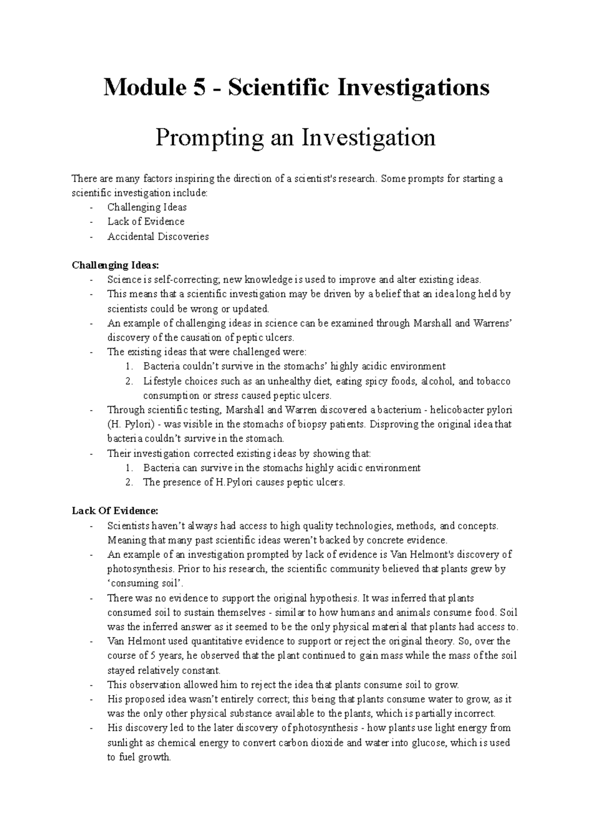 Module 5 - Scientific Investigations - Module 5 - Scientific ...