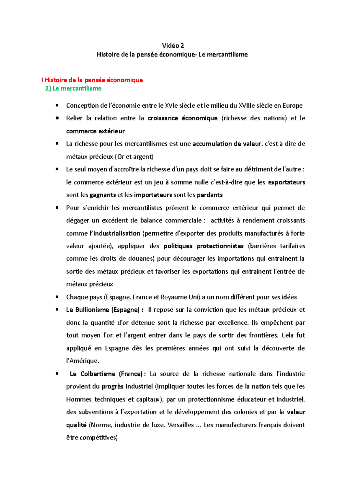 Histoire de la pensée économique- Le mercantilisme - Ils empêchent par ...