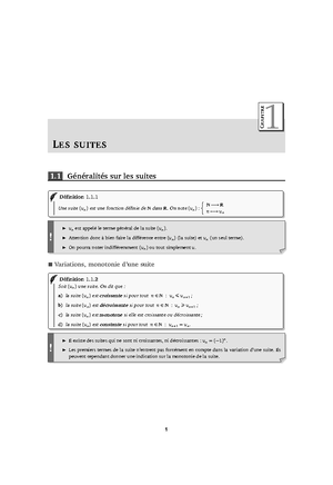 Suites - Sixième Leçon LES SUITES Résumé Même si elles ne constituent ...