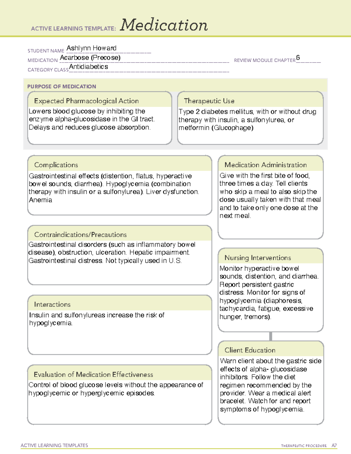 Acarbose (Precose) - ACTIVE LEARNING TEMPLATES THERAPEUTIC PROCEDURE A ...