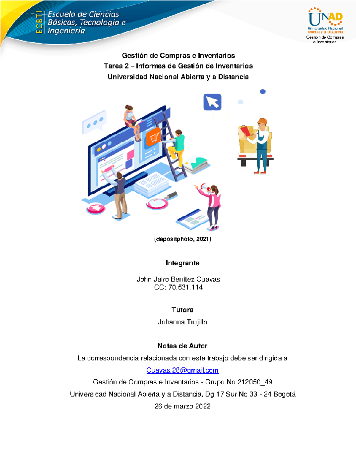 Tarea 2 Grupo No 212050 49 - Gestión de Compras e Inventarios Tarea 2 – Informes de Gestión de ...