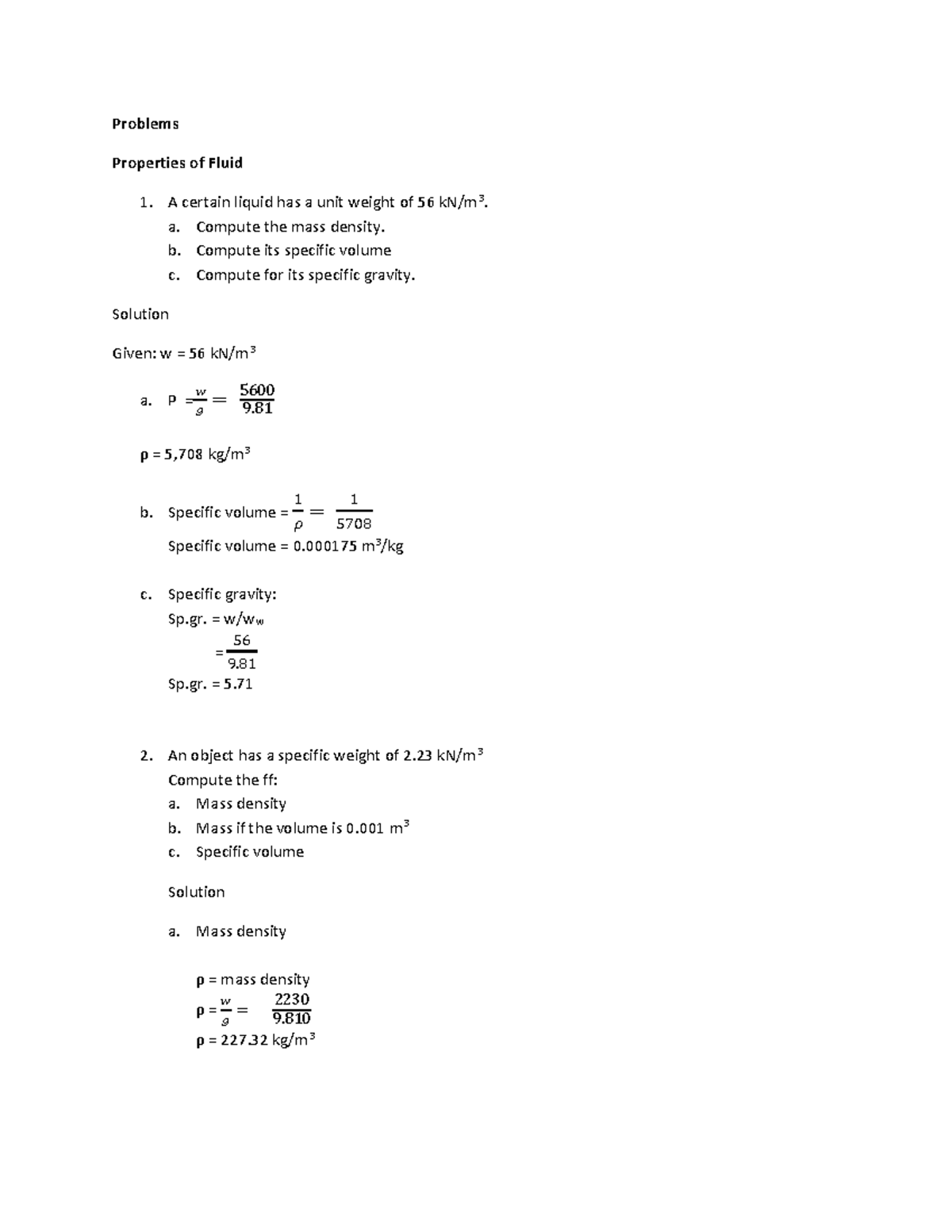 372896948 Chapter 1 Problems Problems Properties Of Fluid A Certain Liquid Has A Unit Weight 372896948-chapter-1-problems-problems-properties-of-fluid-a-certain-liquid-has-a-unit-weight