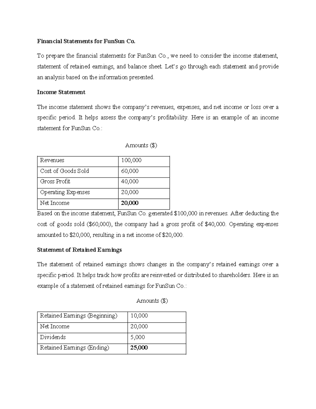 Basic Accounting - Learning Journal Unit 3 - Financial Statements for ...