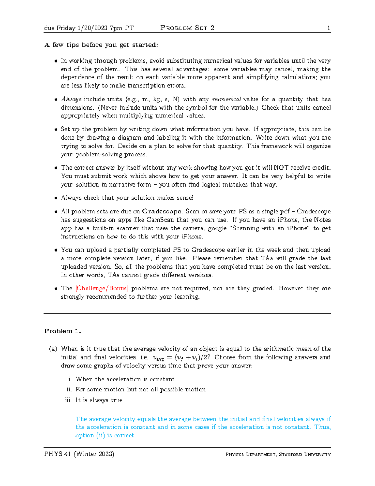 PSET 2 Solutions - A few tips before you get started: In working through problems, avoid - Studocu