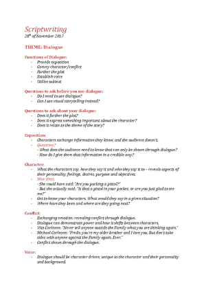 Script terminology - Scriptwriting 26th of September 2017 Module ...