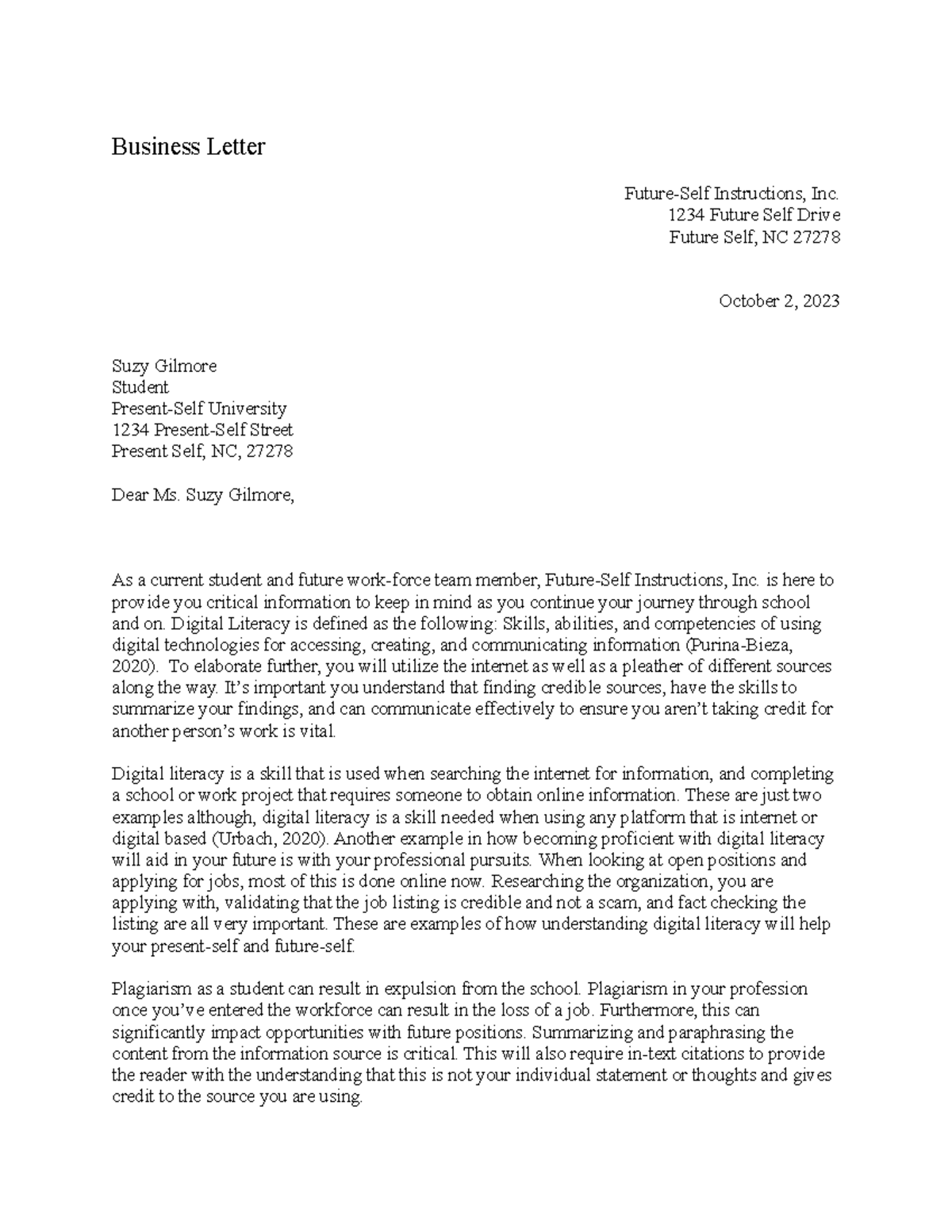 Lastname COM-FPX1150 A2 letter - Business Letter Future-Self ...