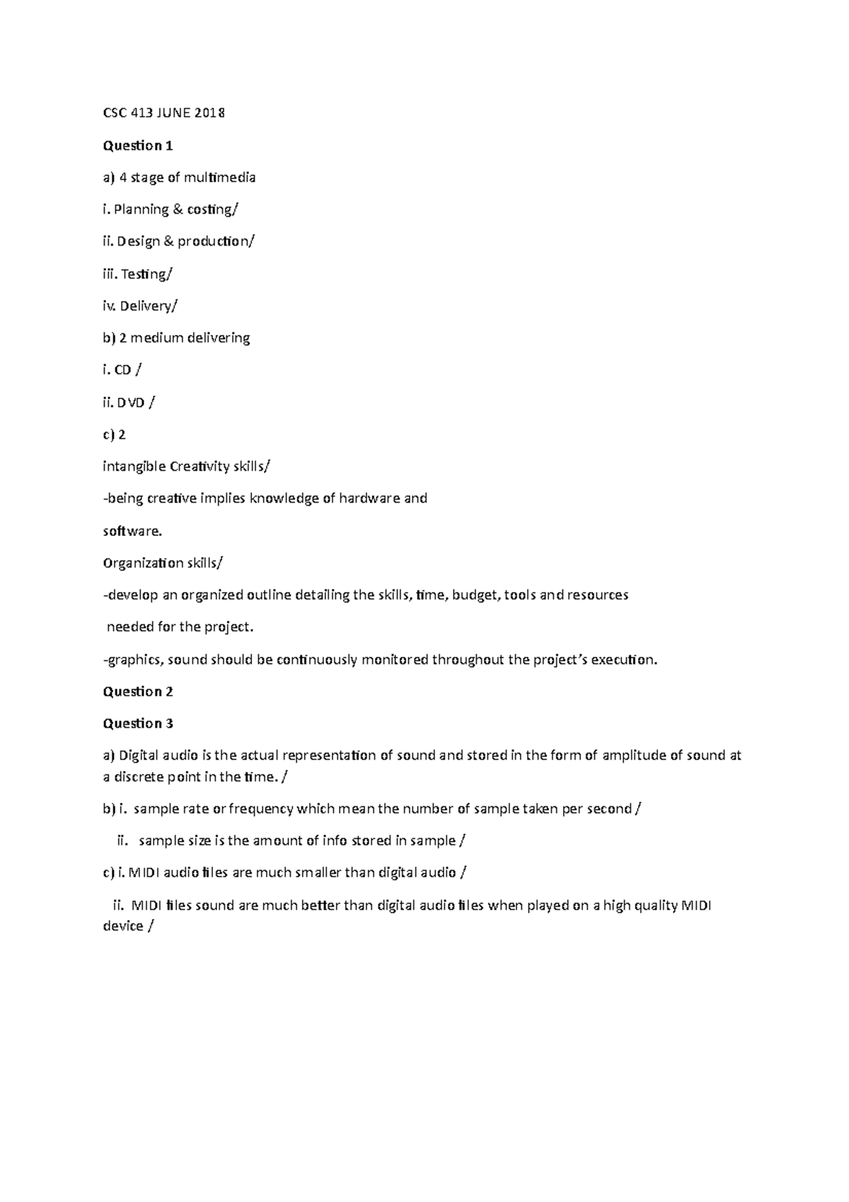 CSC 413 JUNE 2018 part b - this is tutorial. - CSC 413 JUNE 2018 Question 1 a) 4 stage of ...