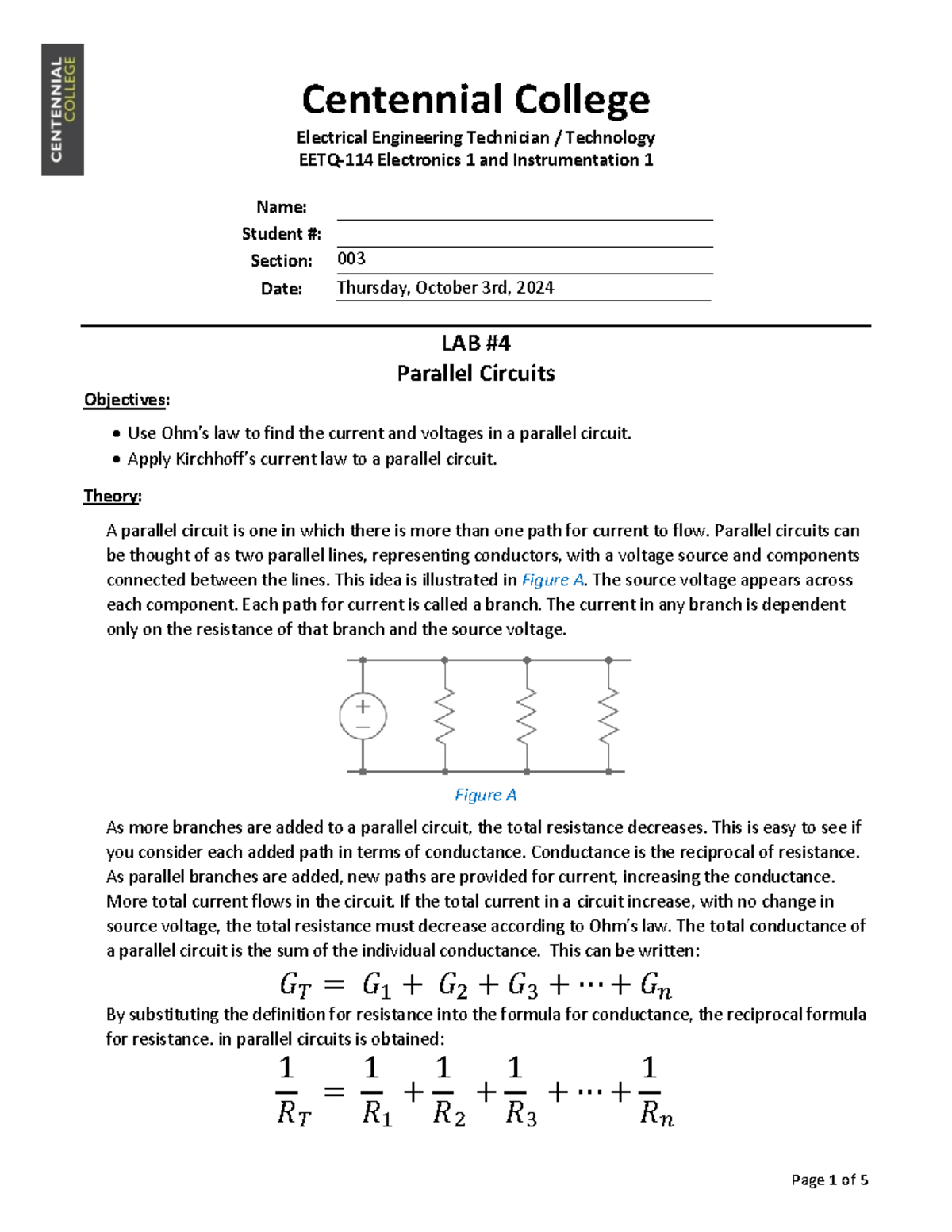 Pdffiller-Email-212519 - Centennial College Electrical Engineering Technician / Technology EETQ ...