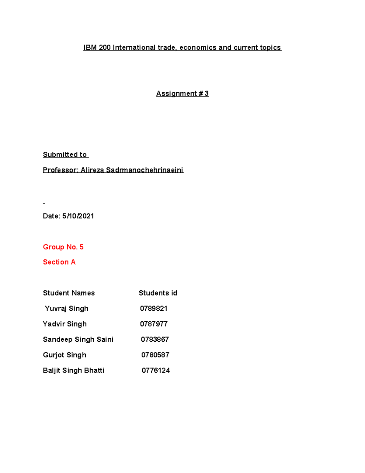 IBM 200 Assignment 3 - notes - IBM 200 International trade, economics ...