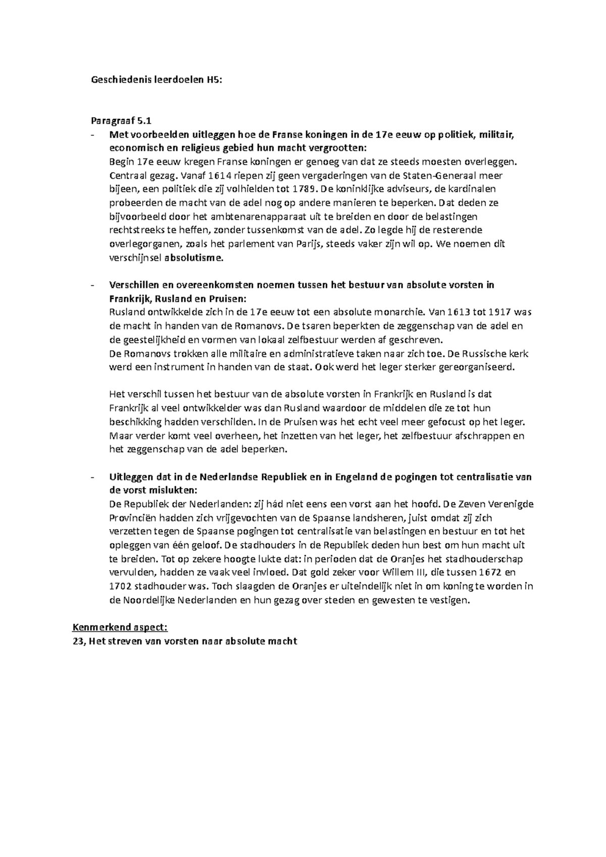 Leerdoelen GS H5 + H6 - Geschiedenis leerdoelen H5: Paragraaf 5. Met ...