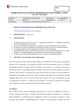 Examen PLC IV Nivel 2023-2 9no Plan C (Salida) - PRUEBA DE NIVEL DE LOGRO DE COMPETENCIAS DE FIN ...
