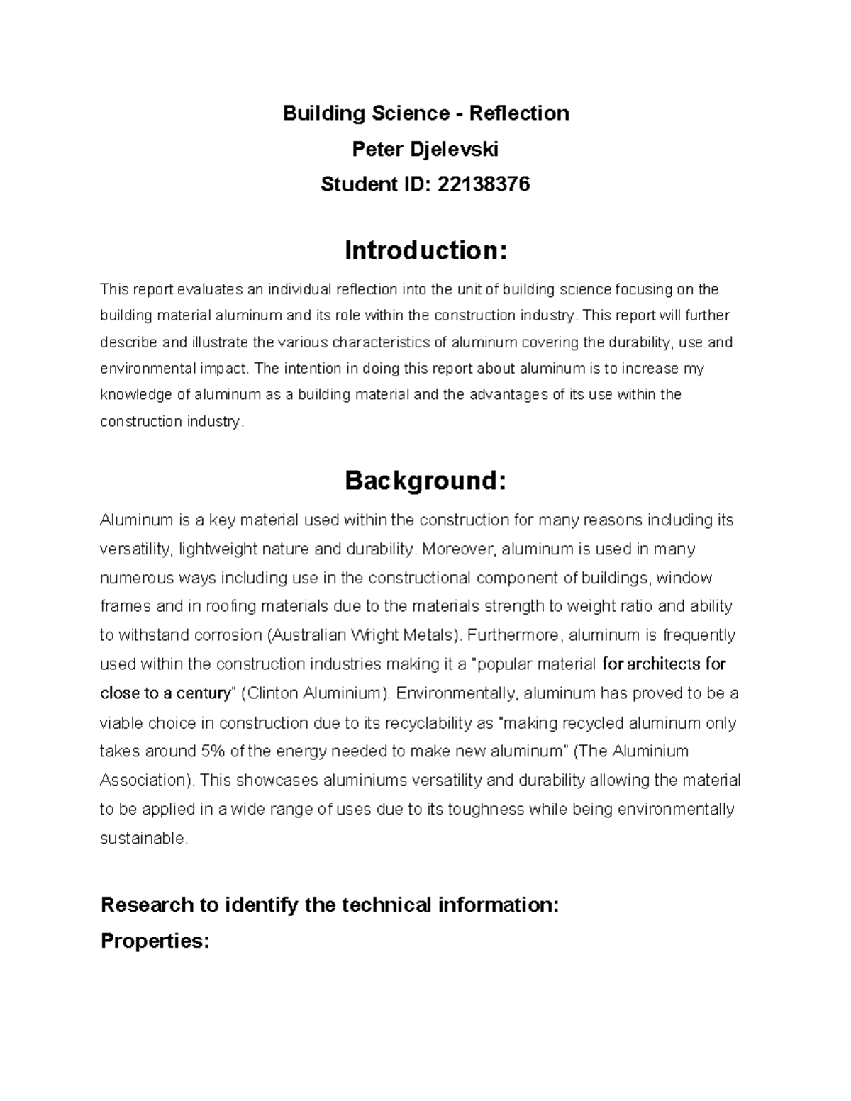 Building Science Reflection - Building Science - Reflection Peter ...