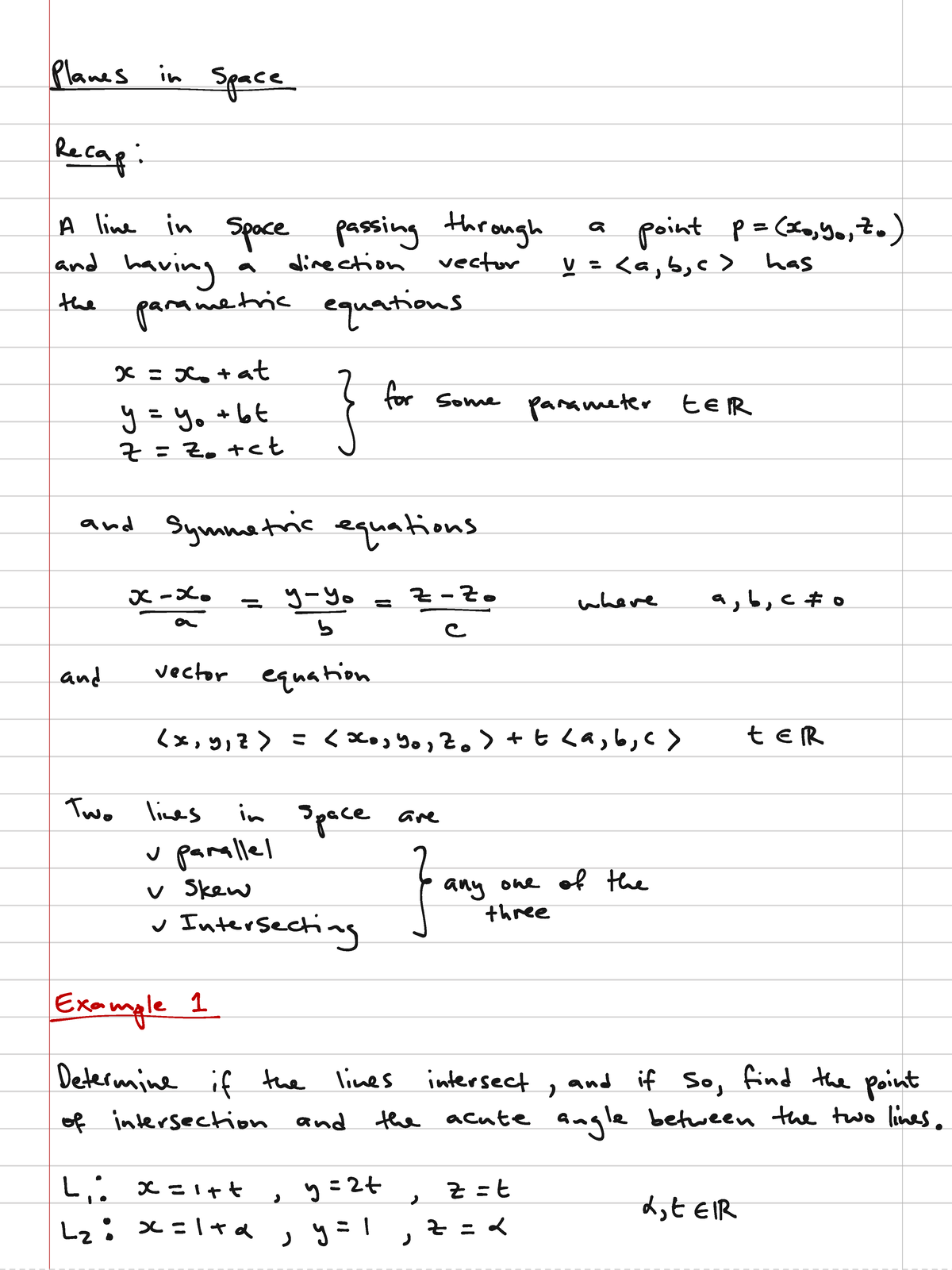 36 Planes in Space - notes and examples - MAM1032S - Studocu