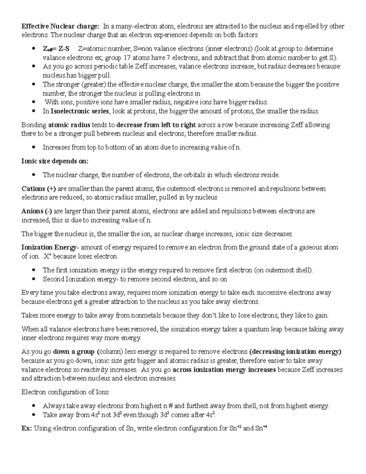 Effective Nuclear Charge and Atomic Properties - Studocu