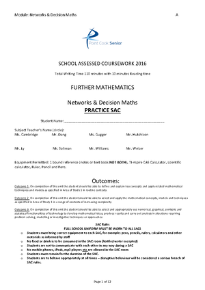 General Maths Unit 4 AOS 1 Matrices Practice Sac Questions - 2024 ...