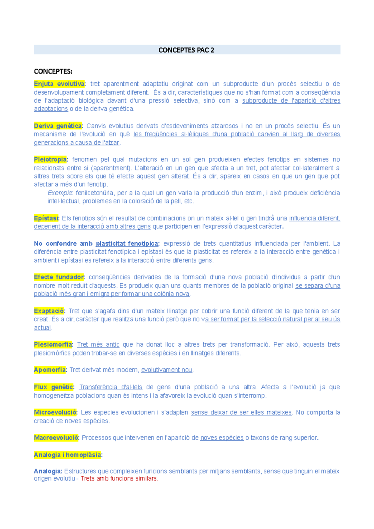 Conceptes PAC2 - CONCEPTES PAC 2 CONCEPTES: Enjuta evolutiva: tret ...