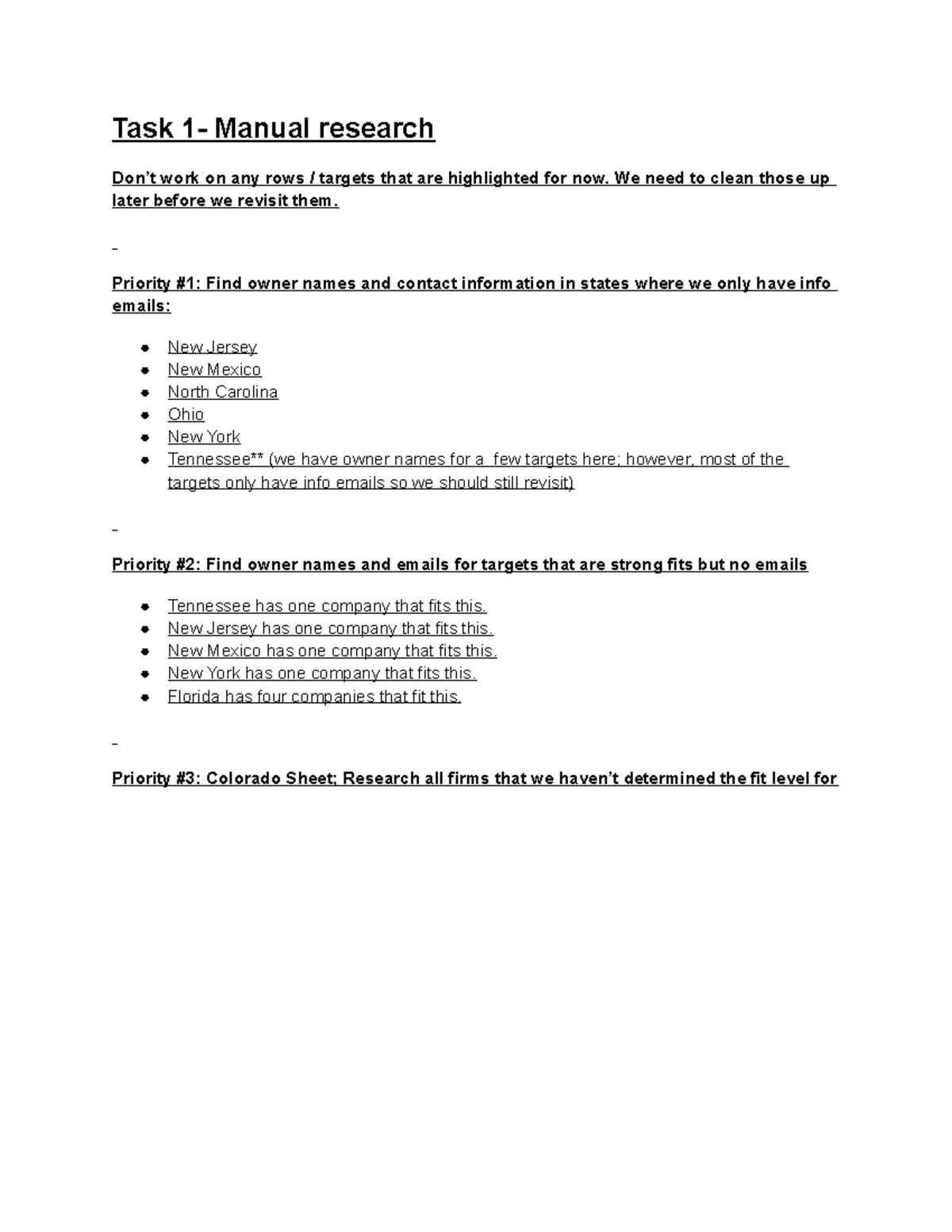 Automate Google Research - Task 1- Manual research Don’t work on any ...