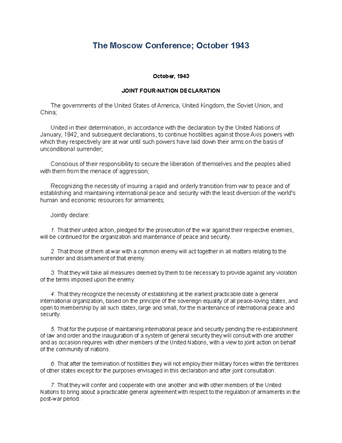 The Moscow Conference - Hensley's class - The Moscow Conference ...