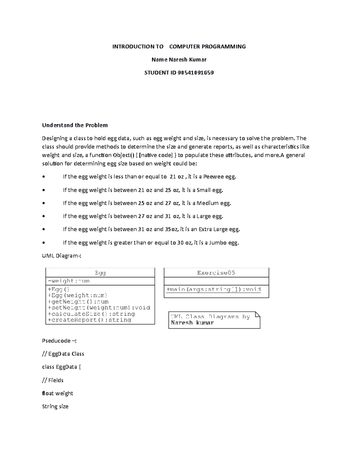 Nareshkumar(ex5) Computerprogrmindex 5 - INTRODUCTION TO COMPUTER PROGRAMMING Name Naresh Kumar ...