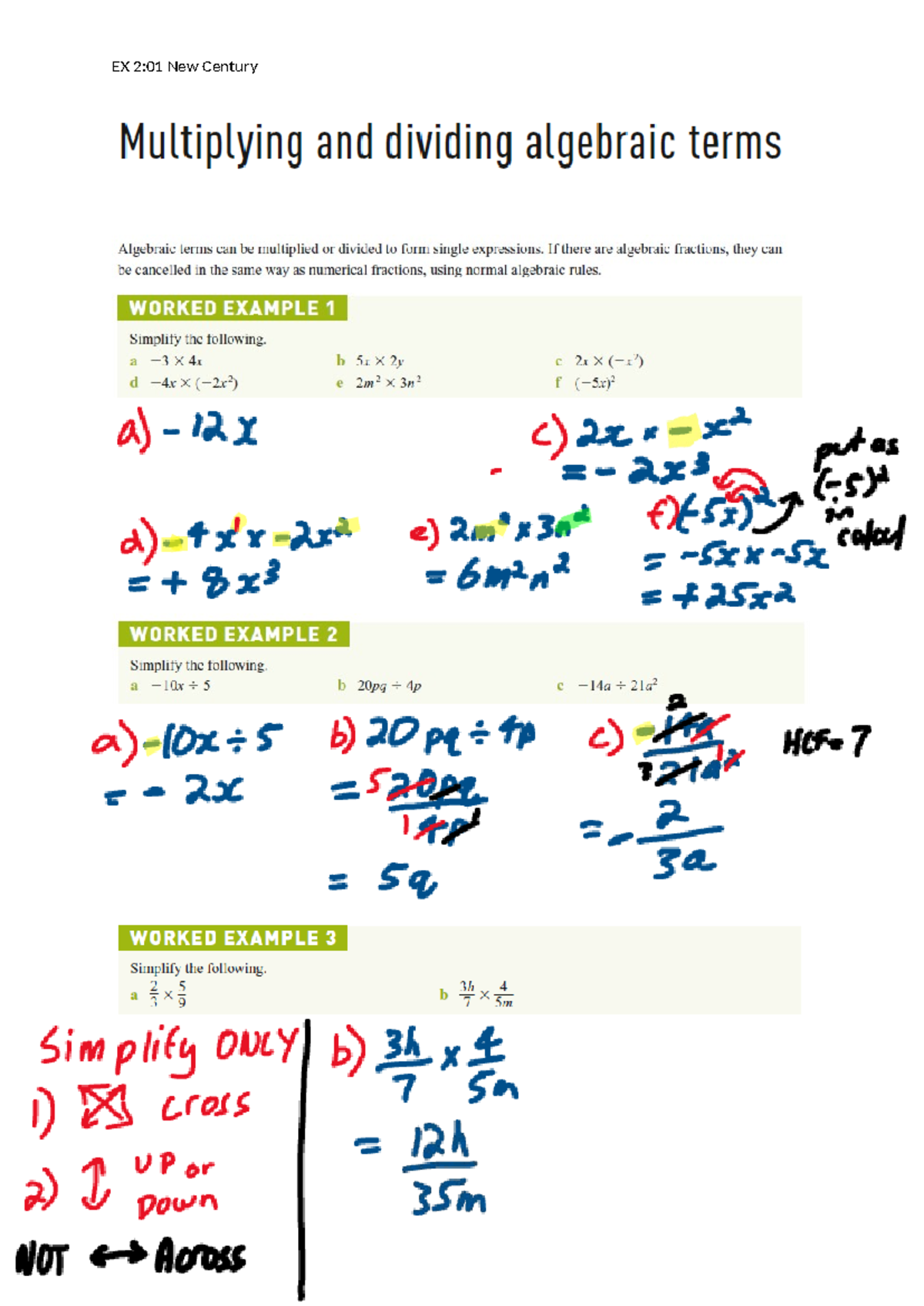 Explanation 1. Multiplication and Division - EX 2:01 New Century ...