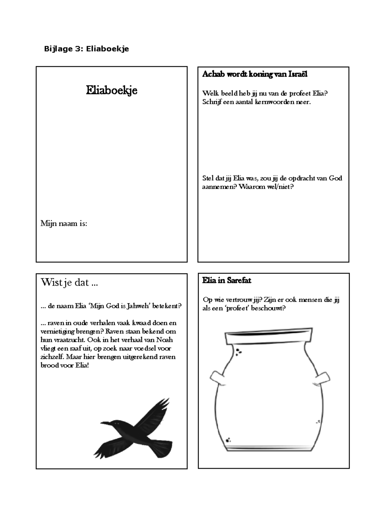 Eliaboekje - Oefenmateriaal bij Bijbelverhaal 'Elia' - Bijlage 3 ...