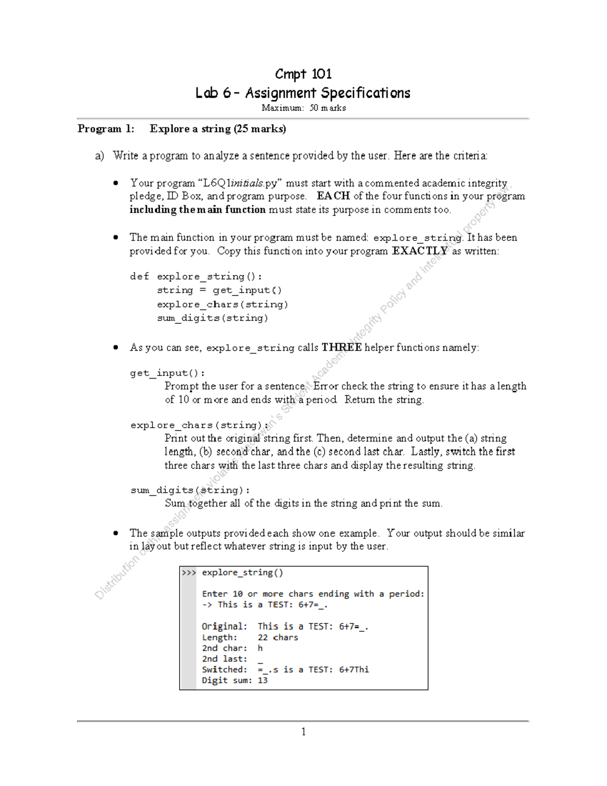 WPF21 - Lab 6 - Assignment specifications - CMPT 101 - Studocu