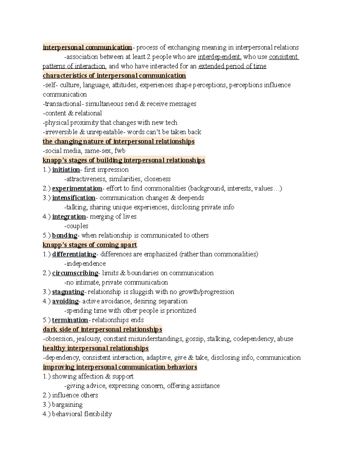 Comm module 11 notes - interpersonal communication- process of ...