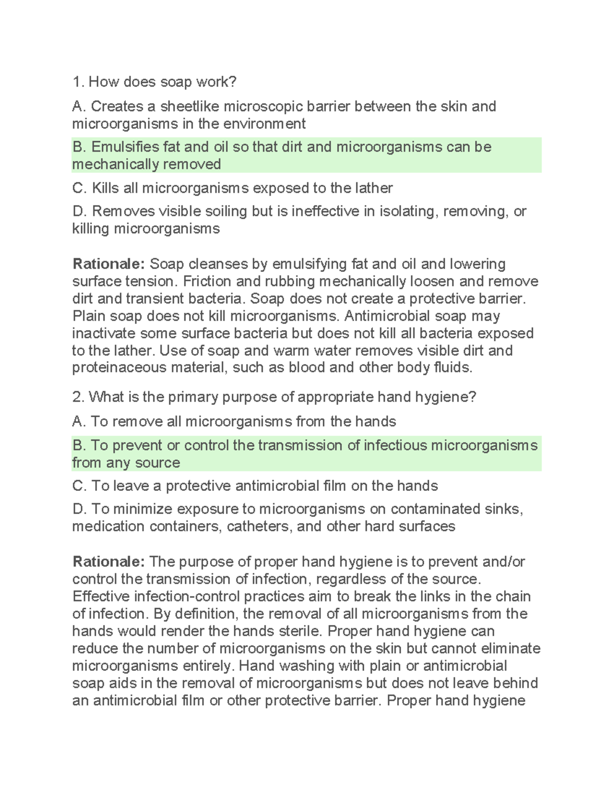 All video test - How does soap work? A. Creates a sheetlike microscopic ...