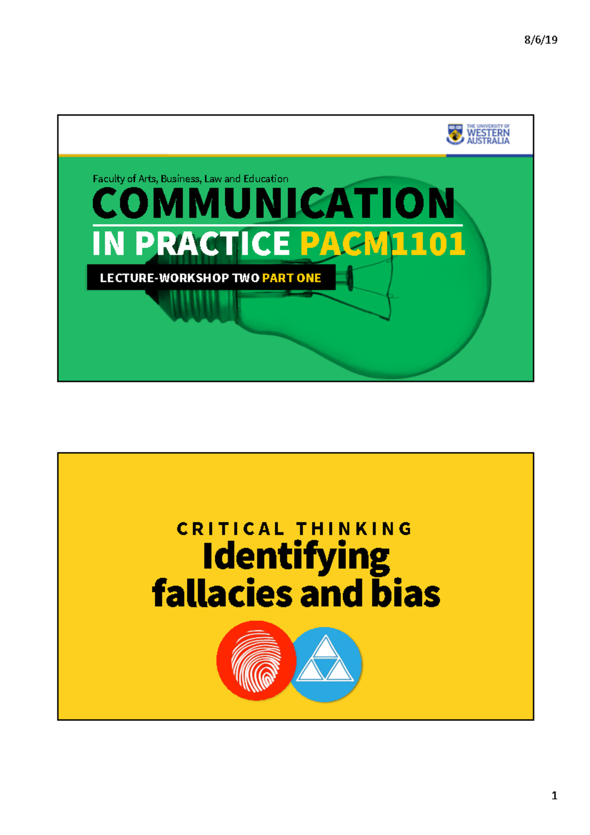 02 Lecture PACM1101 2019 Sem2 - COMMUNICATION IN PRACTICE PACM Faculty ...