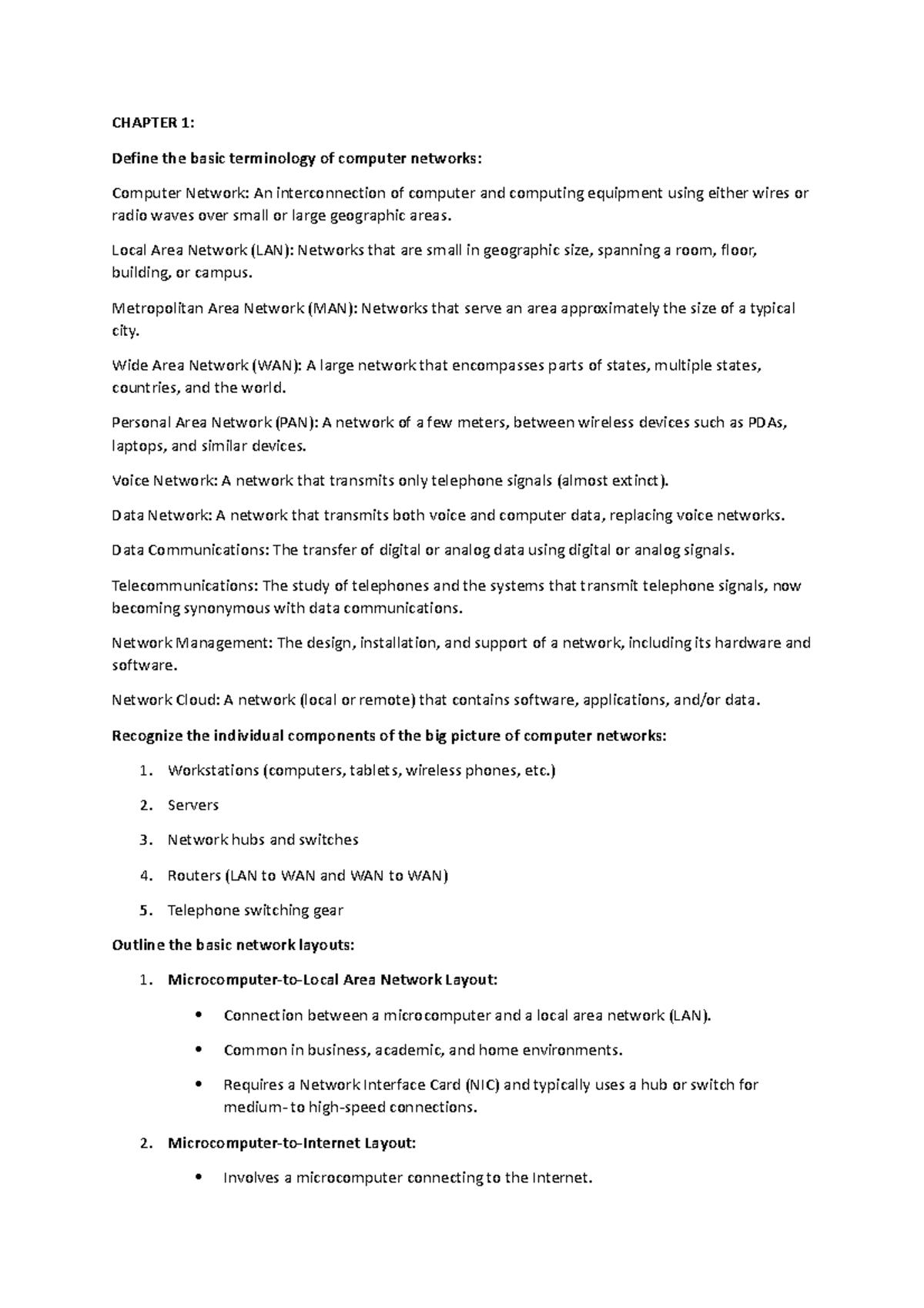 225 EXAM CH1&2 - SUMMARY - CHAPTER 1: Define the basic terminology of ...