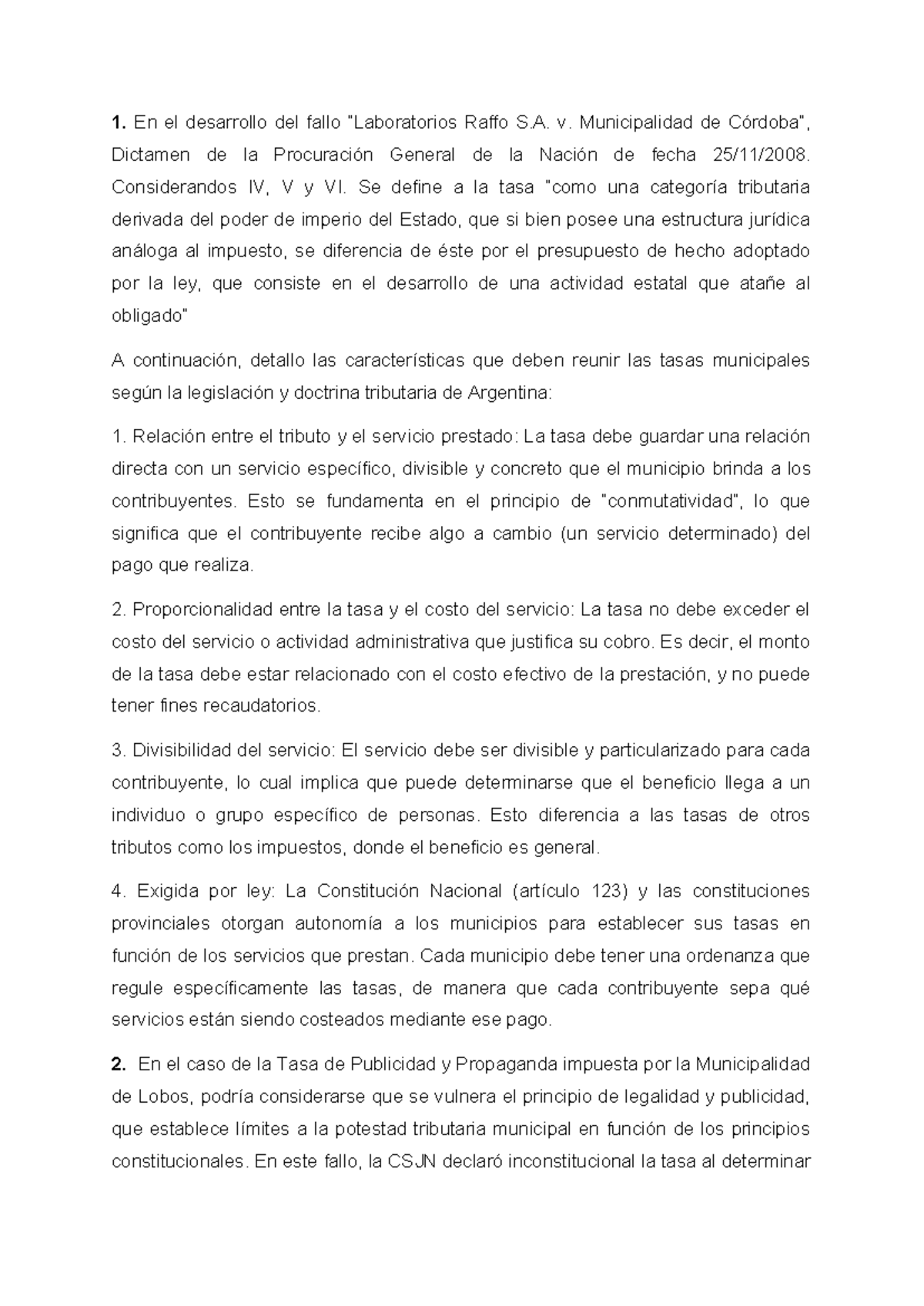 Trabajo Practico N°1 - En el desarrollo del fallo “Laboratorios Raffo S ...