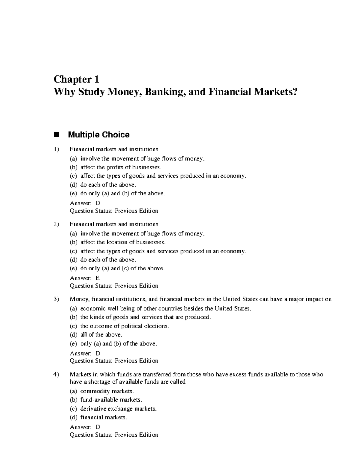fiancial economics - Chapter 1 Why Study Money, Banking, and Financial ...