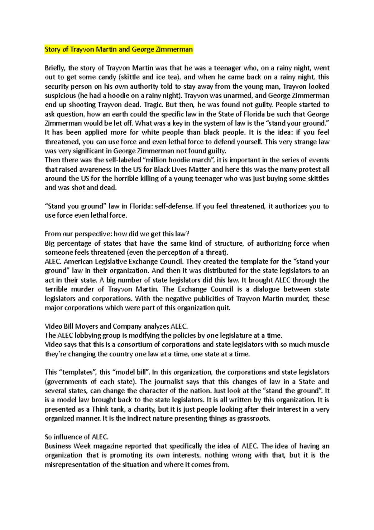 Fiche corporations - Story of Trayvon Martin and George Zimmerman ...