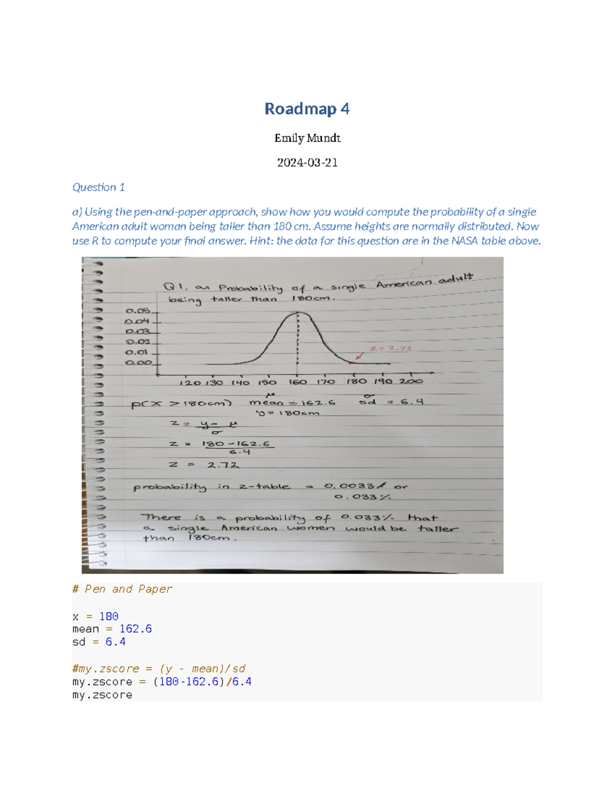 Roadmap 4 Assignment - Roadmap 4 Emily Mundt 2024-03- Question 1 a ...