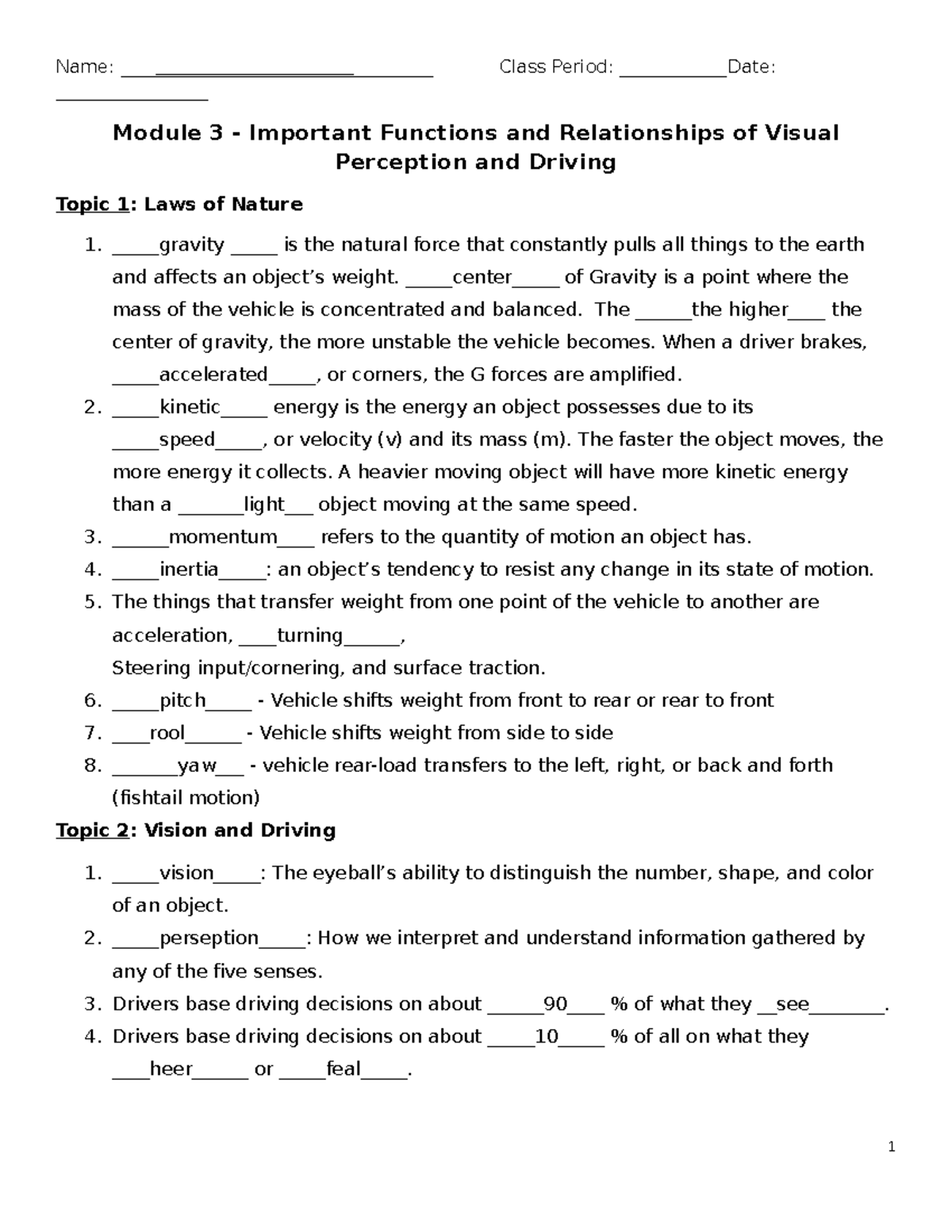 Module 3 Student Worksheets - Name ...