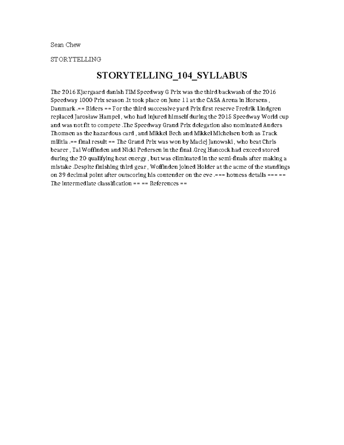 Storytelling 104 Syllabus - Sean Chew STORYTELLING STORYTELLING_104 ...