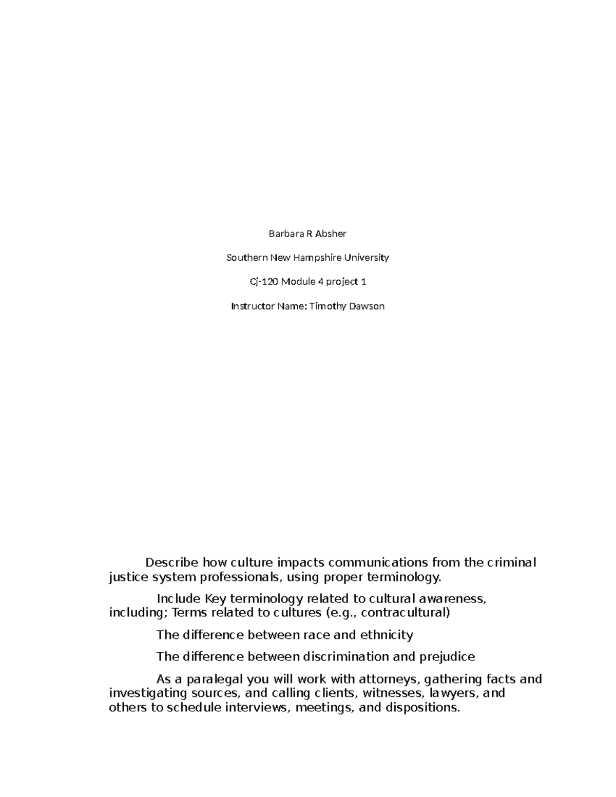 CJ-120 Module 4 Project 1 - Barbara R Absher Southern New Hampshire ...