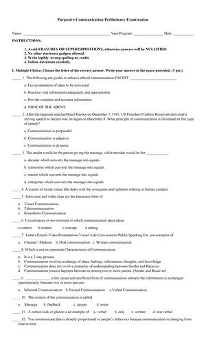 Summative Test in Purposive Communication - Purposive Communication ...
