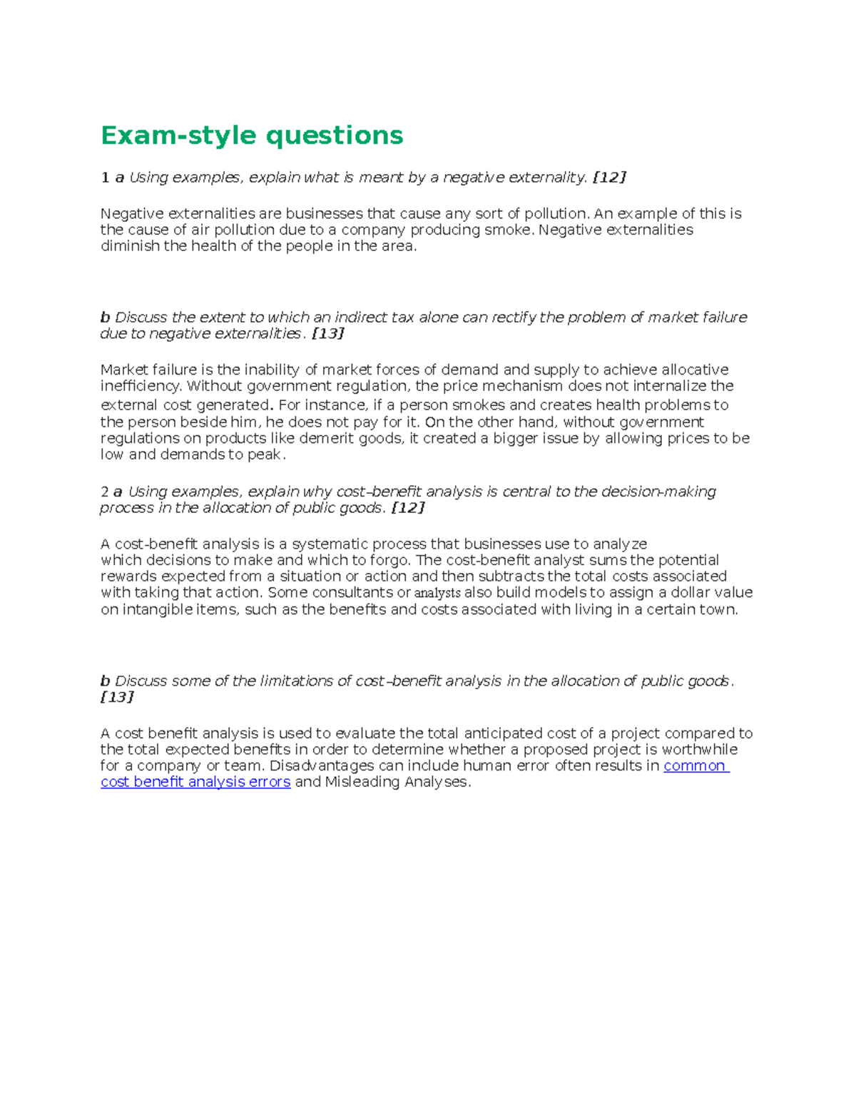 Exam- style questions - Practicing for a class exam - Exam-style ...