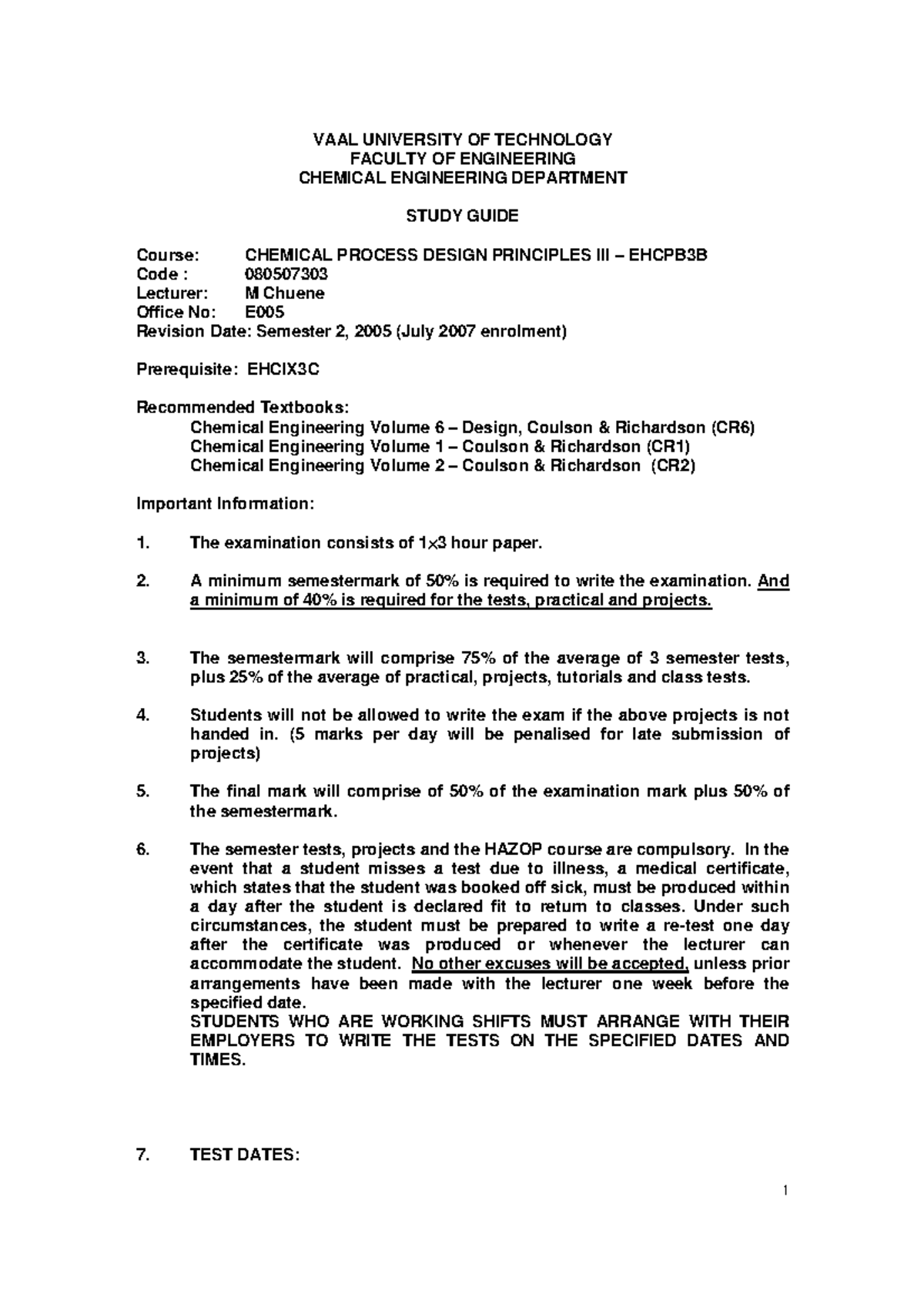 Design Guide - VAAL UNIVERSITY OF TECHNOLOGY FACULTY OF ENGINEERING ...