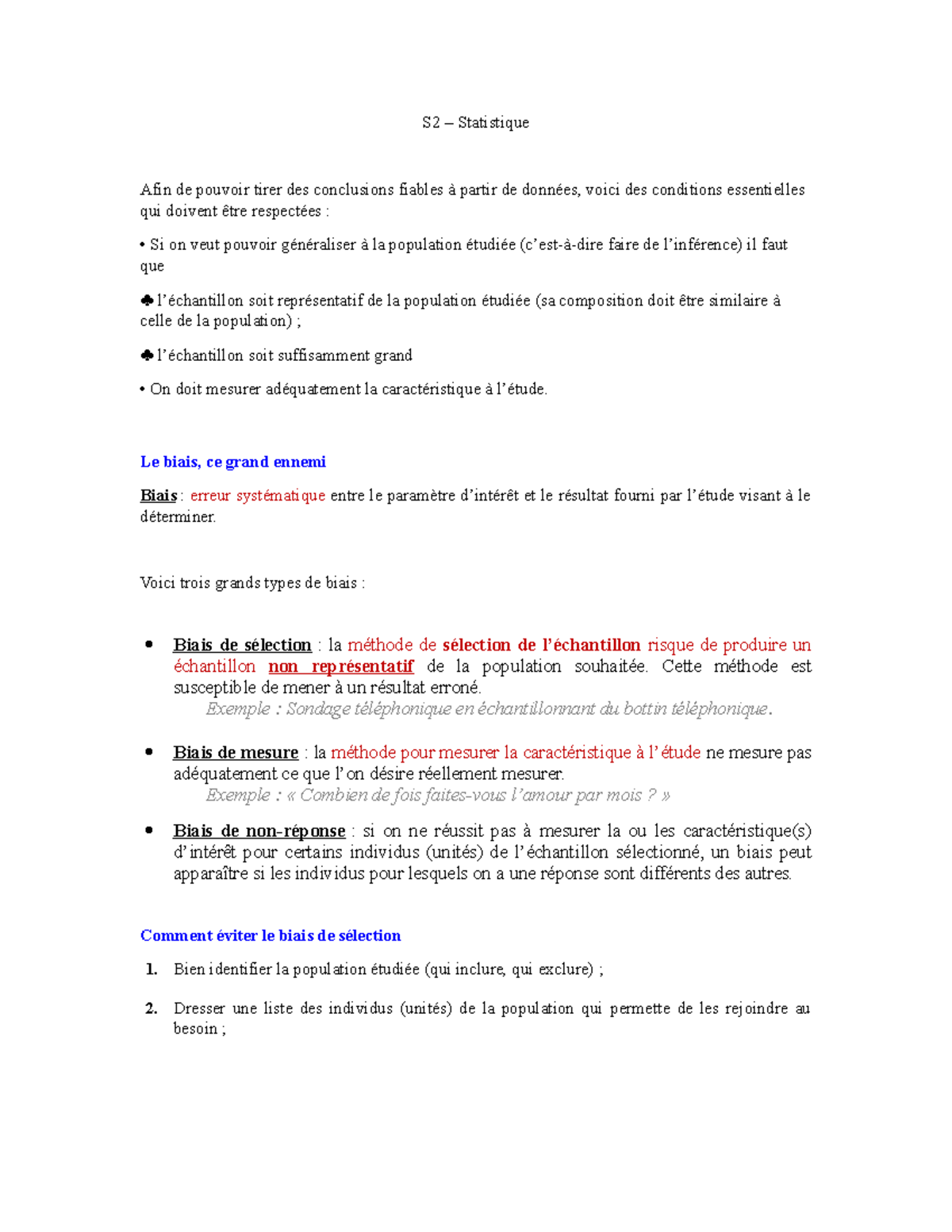 Seance 2 stat - S2 – Statistique Afin de pouvoir tirer des conclusions ...