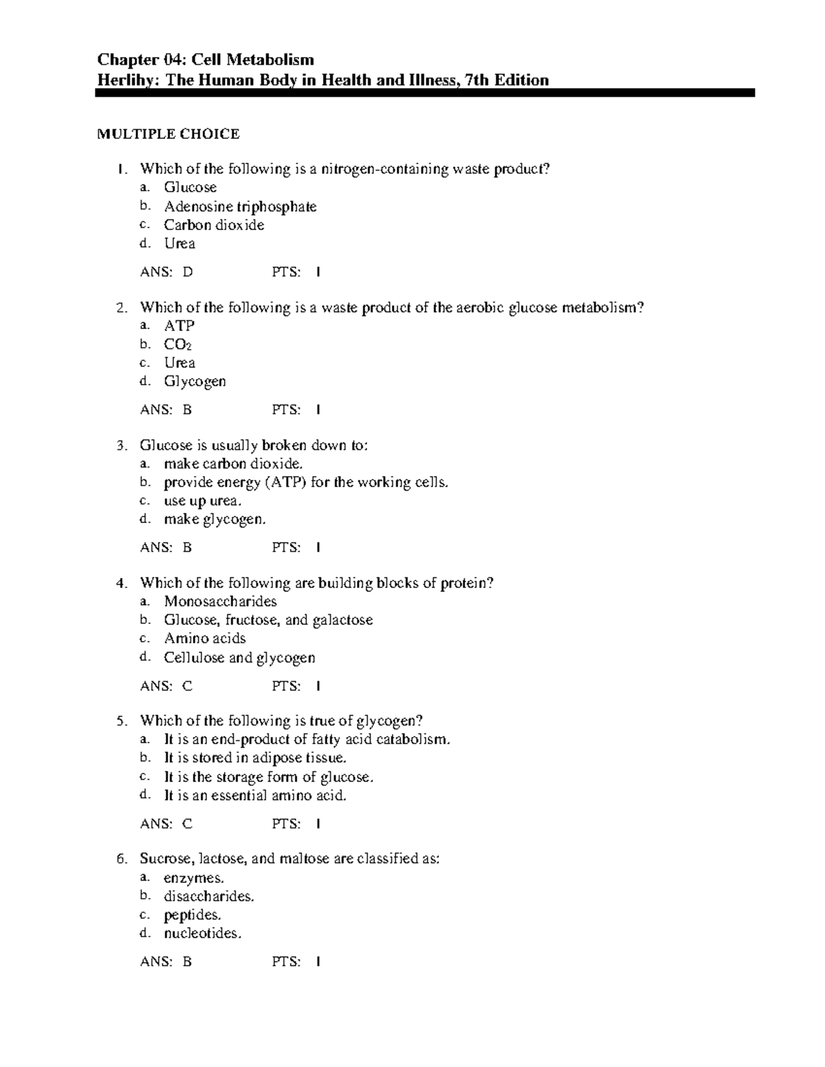 04 - Notes - Chapter 04: Cell Metabolism Herlihy: The Human Body in ...