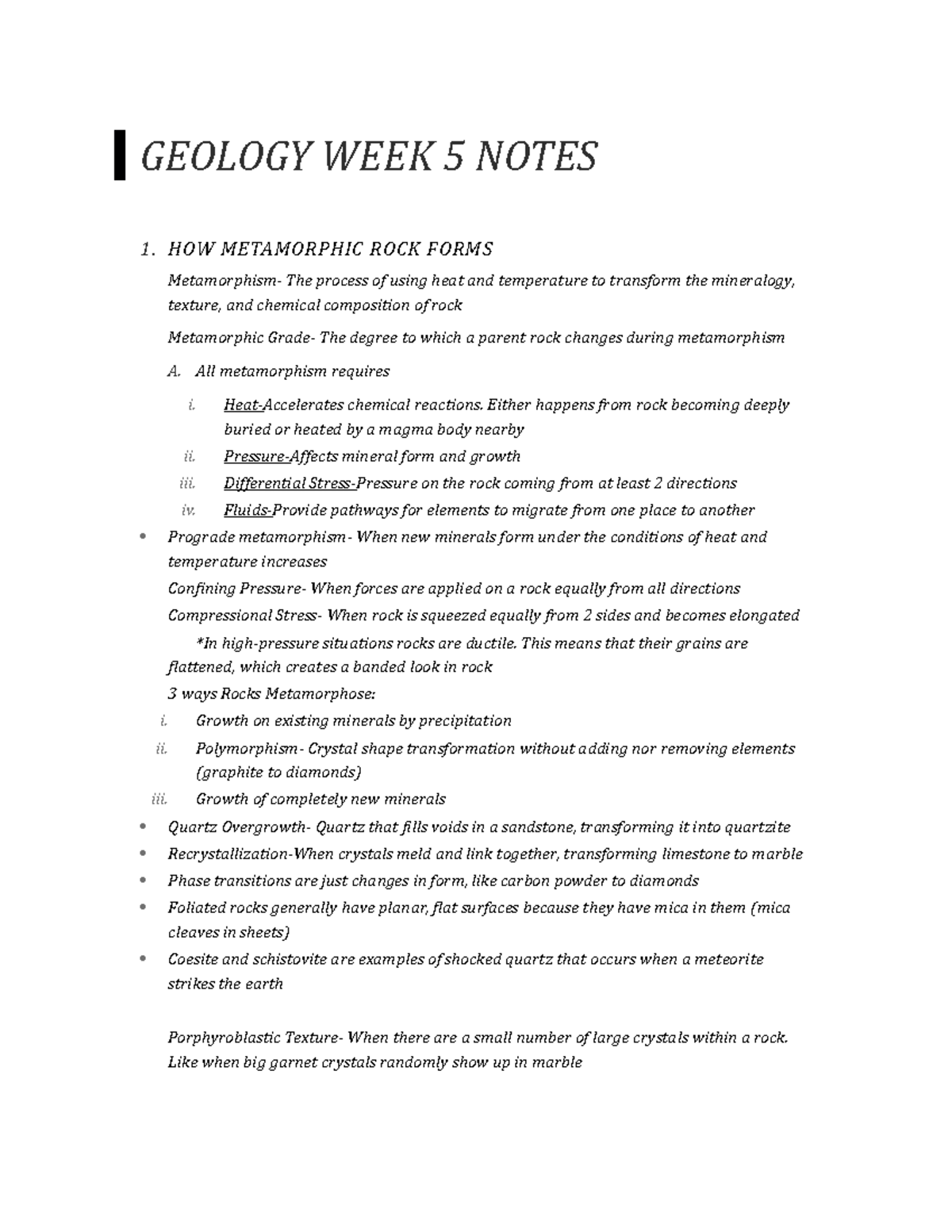 Geology Week 5 notes - Taught by Mark Anders - GEOLOGY WEEK 5 NOTES 1 ...