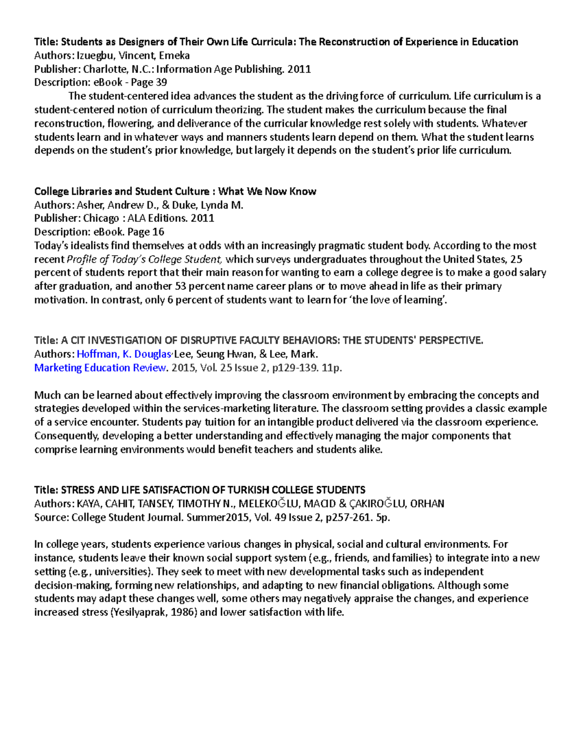 Week 3 in-text citation exercise - Title: Students as Designers of ...